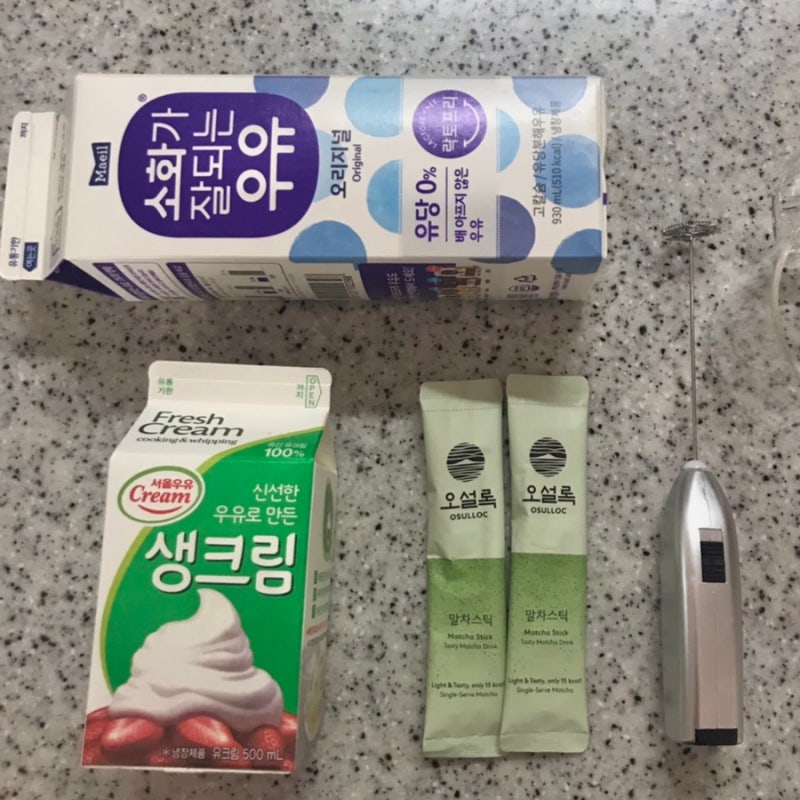 녹차 아인슈페너 만들기 오설록 말차 스틱 생크림 레시피 네이버 블로그