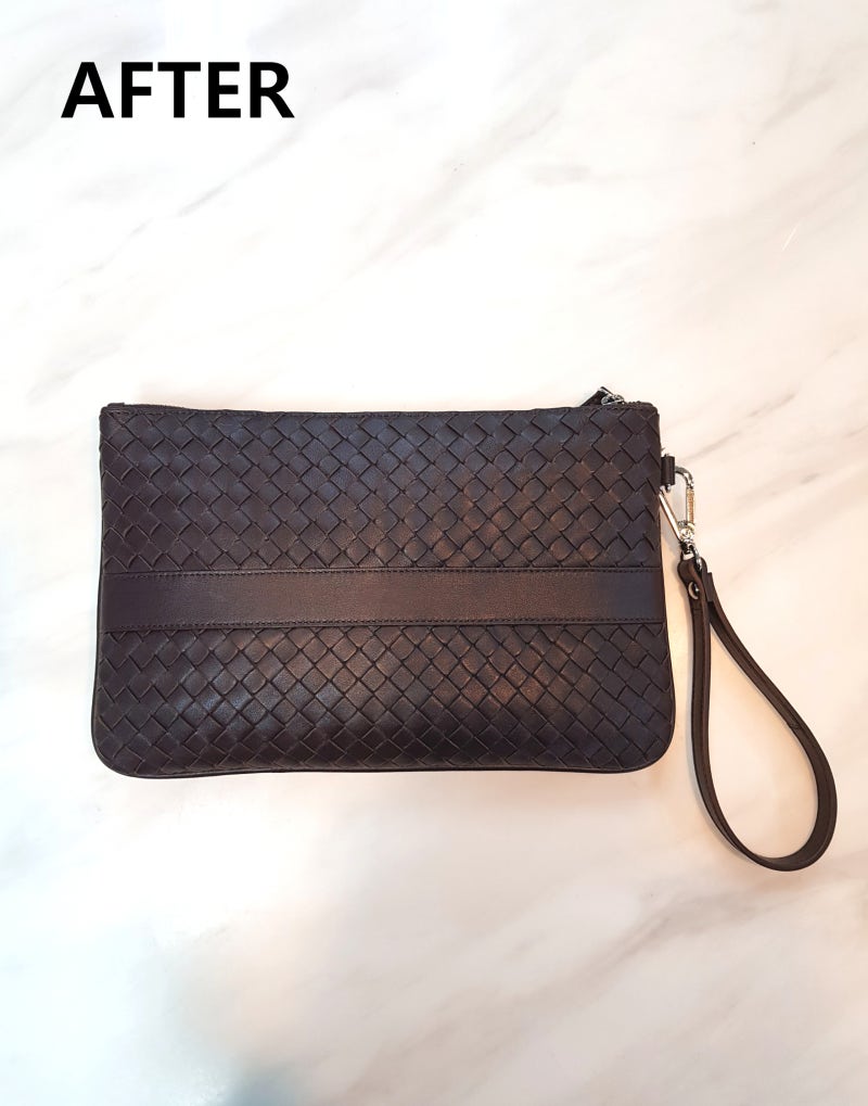 잠실 명품수선 전문점 엠픽스 Bottega Veneta 보테가베네타 쇼퍼백을 스트랩 클러치로 리폼 물먹는 하마로 손상된