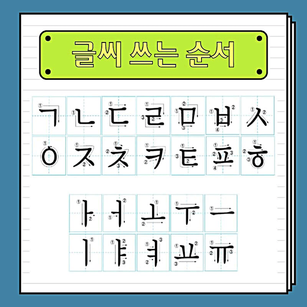 한글 자음모음 쓰는 순서 가르치기 : 네이버 블로그