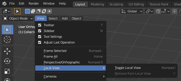 [blender 2.9] view global / local : 네이버 블로그