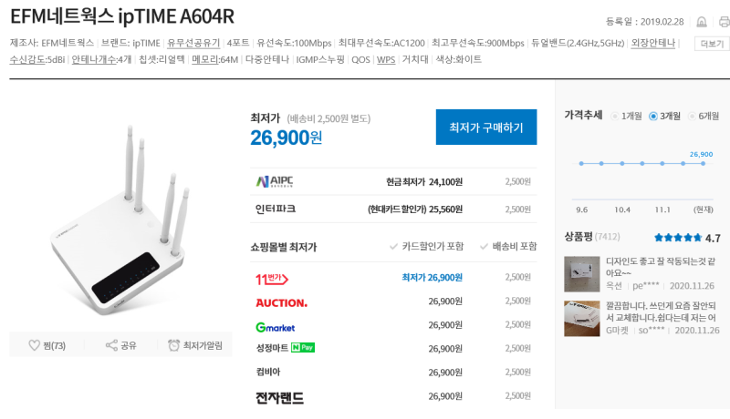 가성비 최고인 와이파이 공유기 iPTIME A604R 한 달 사용기 : 네이버 블로그