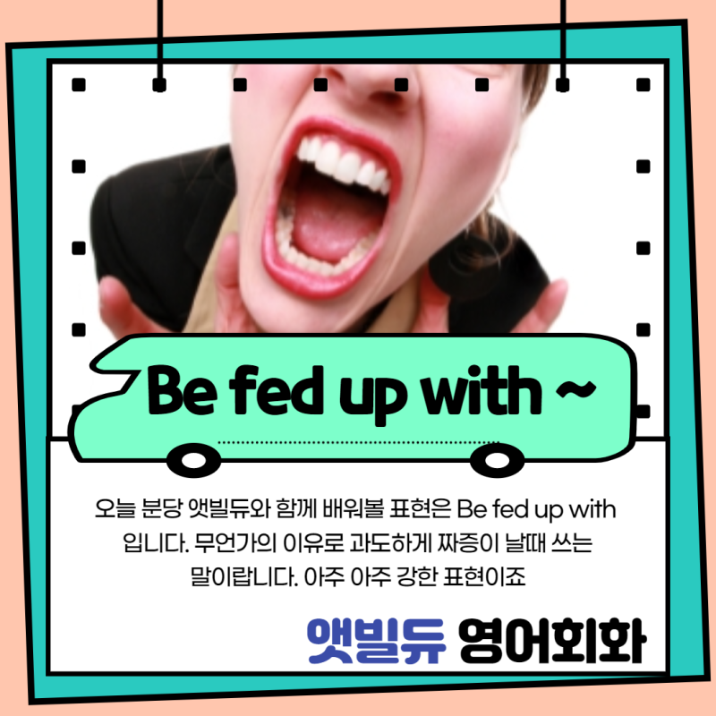 Be fed up with ~ 은 짜증나는 상황중 제일 강한 표현 : 네이버 블로그