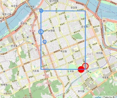 파이썬 지도 시각화 패키지-folium(4) 정보를 지도 위에 표시하기- 선(polyline),사각형(Rectangle),다각형 ...