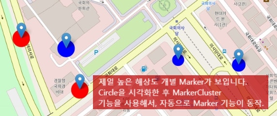 파이썬 지도 시각화 패키지-folium 응용사례(2)-Plugins 기능 중, 지역내 대여소 갯수 표시 ...