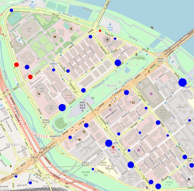 파이썬 지도 시각화 패키지-folium 응용사례(1) 따릉이 대여소 위치를 지도에 표시하기