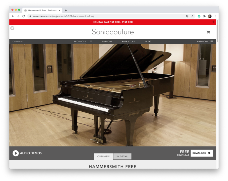 Soniccouture 의 무료 가상악기 Piano Music Box Tape Choir Thunder Drum