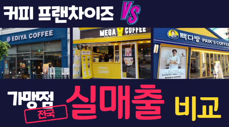유명 커피 브랜드 메가커피 Vs 이디야커피 Vs 빽다방 프랜차이즈 창업 전국 가맹점 매출 비교분석 With 파이썬