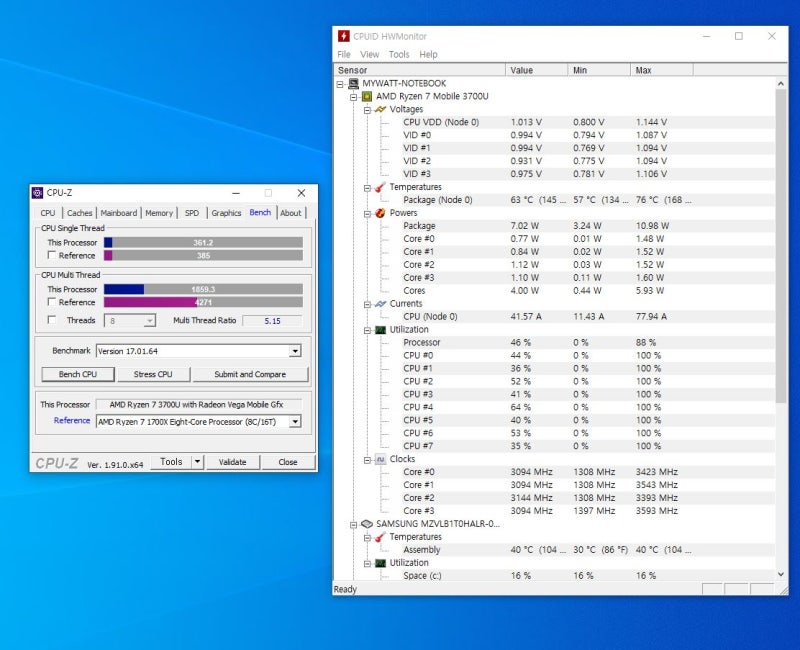 라이젠 노트북 TDP 조절 - ryzen controller 사용방법 및 적용 결과 (ASUS 노트북 (3700U) 적용 ...
