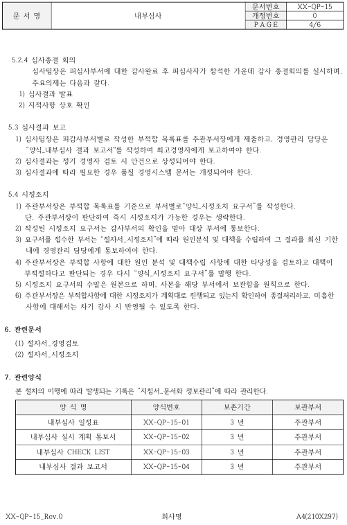 Iso 9001 Iso 90012015 내부심사 절차서 네이버 블로그