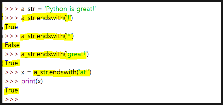 파이썬 str.endswith() - 문자열이 지정 문자(들)로 끝나면 True를 반환하는 메소드 : 네이버 블로그