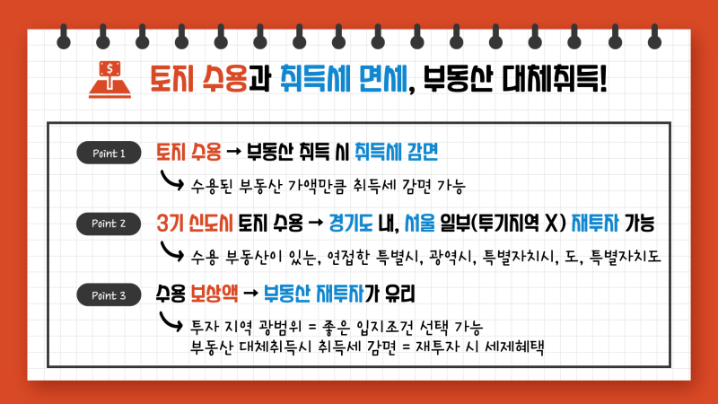 토지 수용과 대체취득 시 취득세 감면 내용 정리 토지 수용 대체취득 대상자 및 감면 지역 정리 3기 신도시 토지
