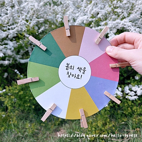 헬로숲 봄의 색을 찾아요 자연물 파레트 봄색깔놀이 봄꽃놀이 자연물놀이 네이버 블로그