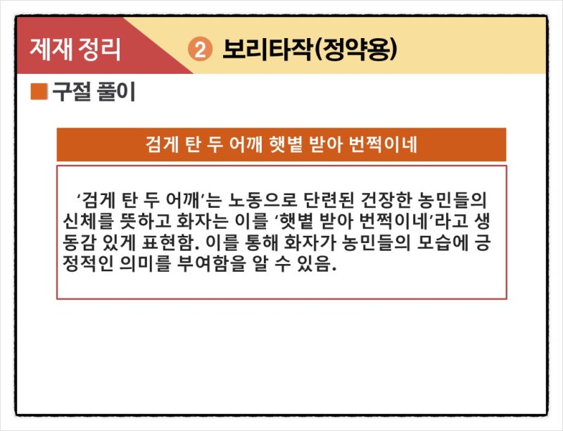 고등 문학 천재정 1 2 보리타작정약용☞내신 대비 작품 설명과 문제 네이버 블로그