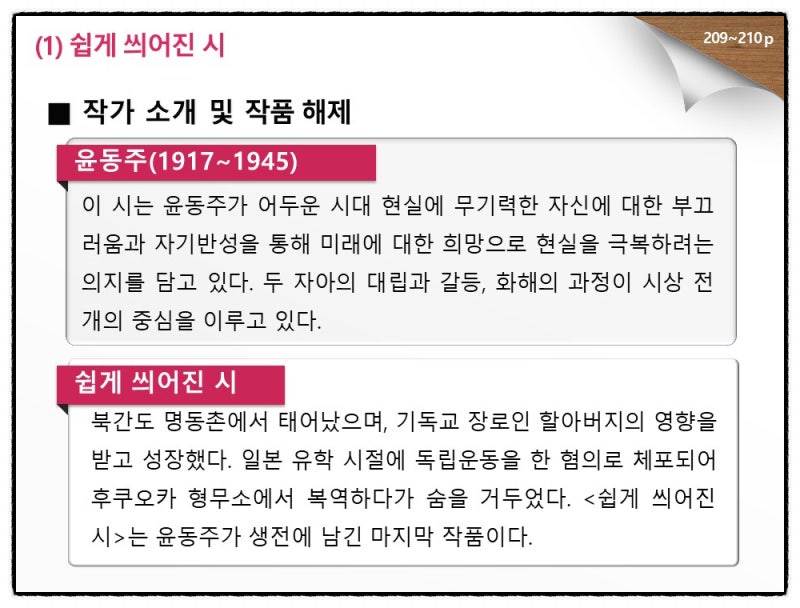 천재김 고등 문학 Ⅲ 3 쉽게 씌어진 시윤동주☞문제와 설명 네이버 블로그