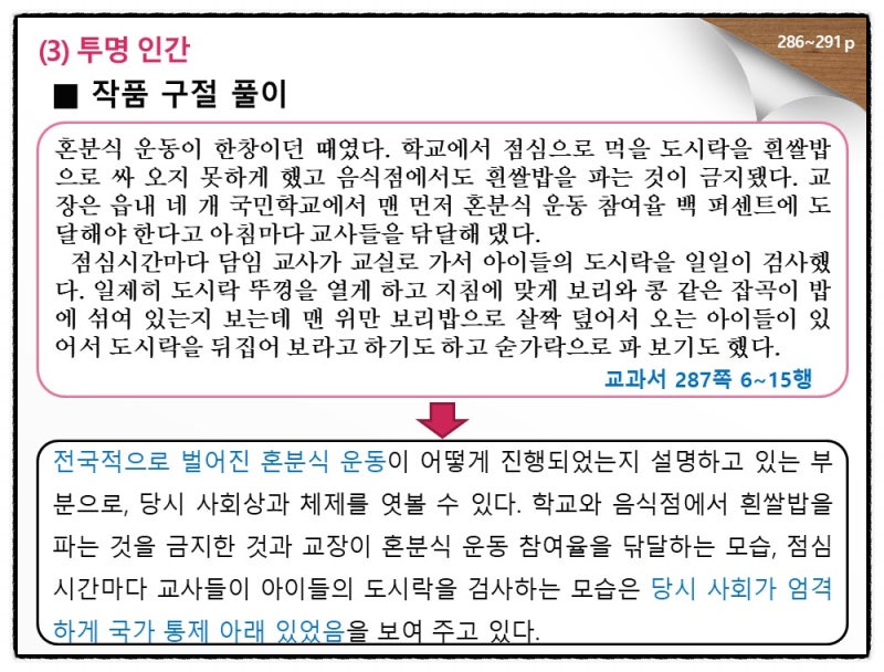 천재김 고등 문학 Ⅳ 1 투명 인간성석제☞문제와 설명 네이버 블로그