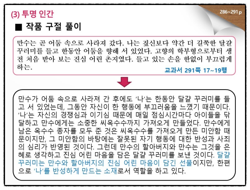 천재김 고등 문학 Ⅳ 1 투명 인간성석제☞문제와 설명 네이버 블로그