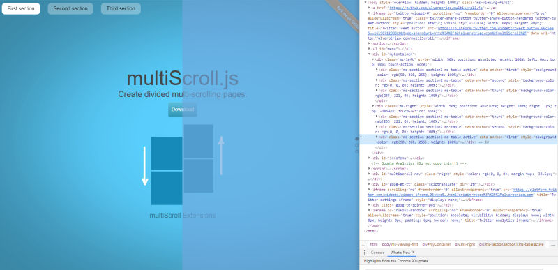 Plugin - multiscroll.js : 네이버 블로그