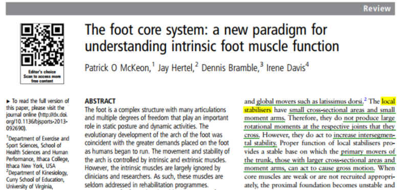 [논문리뷰]The foot core system: a new paradigm for understanding intrinsic ...