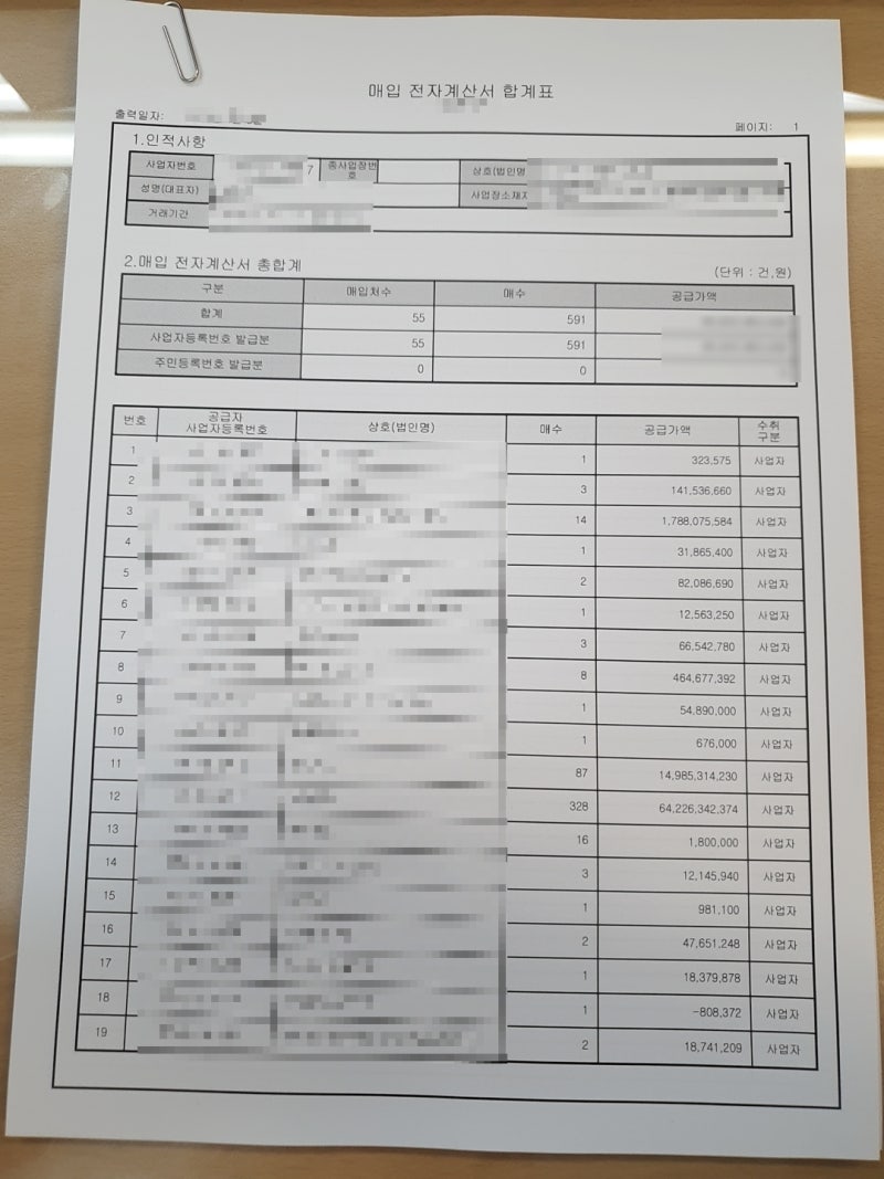매입매출처별 세금계산서 합계표 홈택스 네이버 블로그