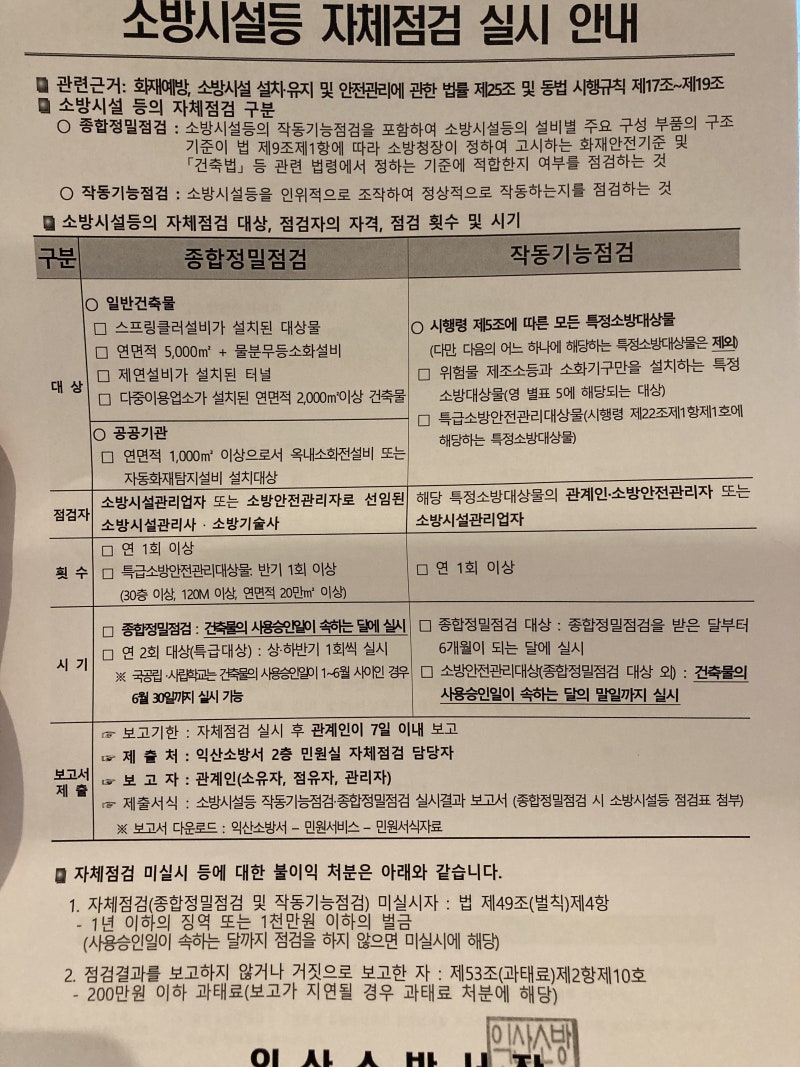 소방 작동기능점검종합정밀점검 보고서 작성법 및 제출방법 네이버 블로그