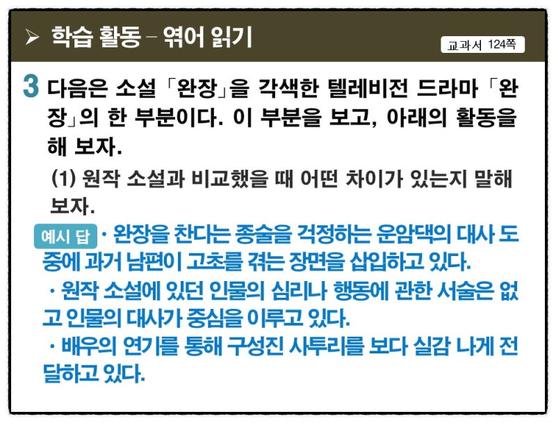 동아 고등 문학 Ⅱ 3 완장윤흥길 학습 활동☞문제와 설명 네이버 블로그