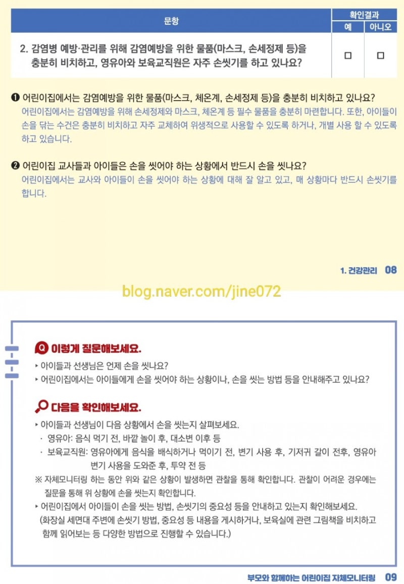 2021년 부모와 함께하는 어린이집 자체모니터링 체크리스트 가이드라인 네이버 블로그