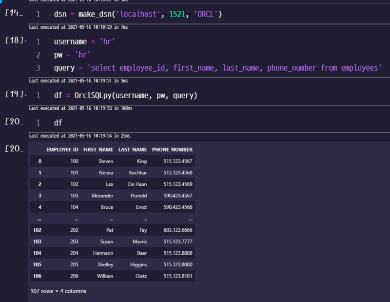 [Python/오라클/SQL] cx_Oracle :: 오라클SQL 데이터베이스 쿼리를 파이썬에서 데이터프레임으로 조회하기 ...