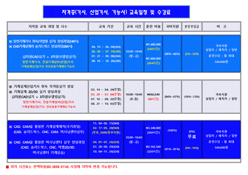 국비지원교육일반기계기사 기계설계산업기사 전산응용기계제도기능사 실기월최대 수당584000 수령가능일반기계기사 실기 유사