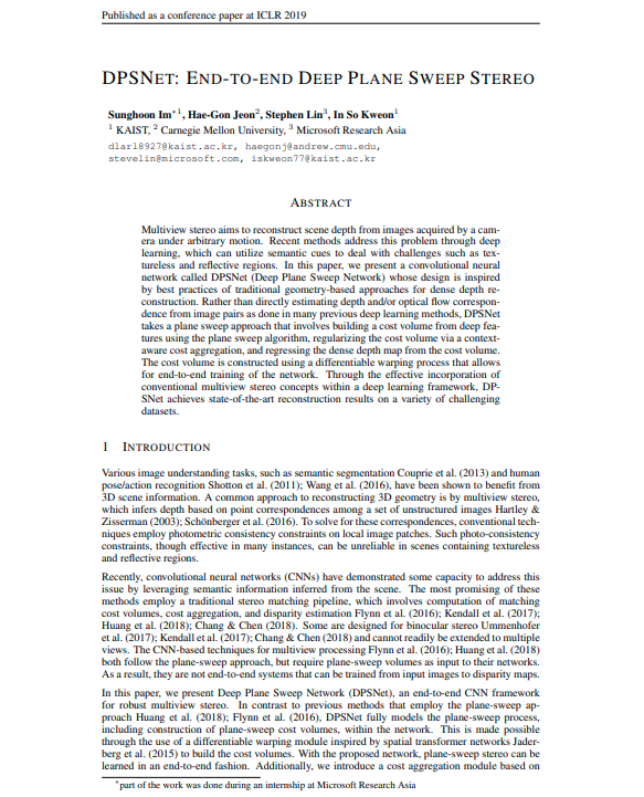 [논문 리뷰] DPSNET: END-TO-END DEEP PLANE SWEEP STEREO : 네이버 블로그