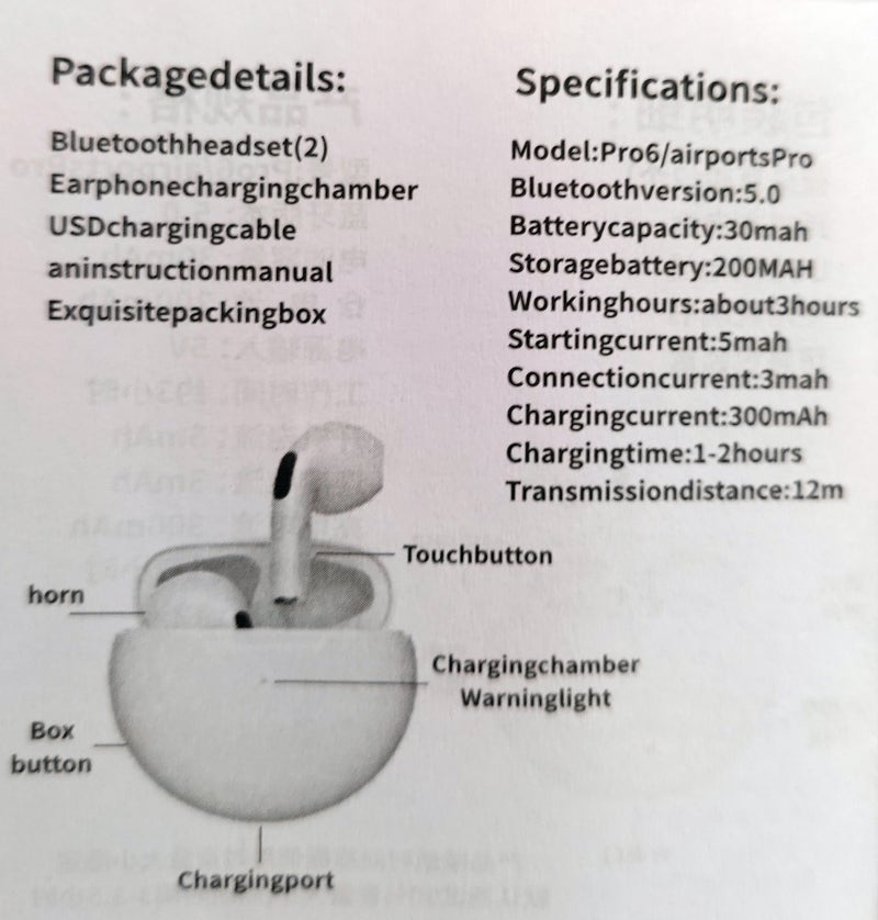 Pro6 tws 블루투스 이어폰 - 알리 익스프레스 : 네이버 블로그