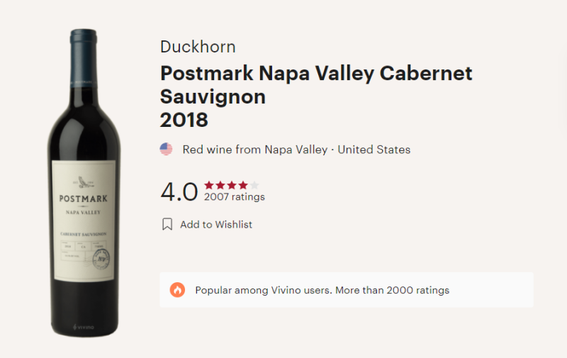 덕혼 포스트마크 나파 밸리 까베르네 소비뇽 2018 (Duckhorn, Postmark Cabernet Sauvignon ...