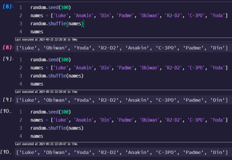 [Python] random:: seed() : 랜덤(무작위) 함수 결과 고정, 시드 값 고정하기 (feat. 재현 가능성 ...