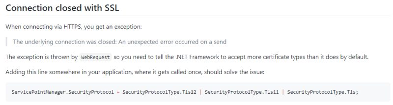 RestSharp HTTPS 요청 오류 : 네이버 블로그