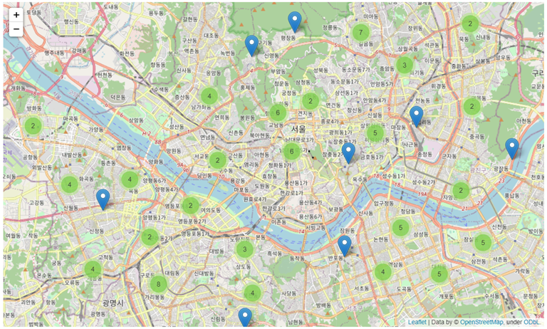 [Folium] Point 시각화 (Marker, Marker Cluster, Circle) : 네이버 블로그