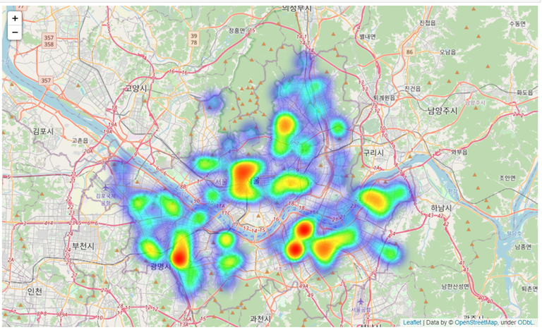 [Folium] Heatmap 시각화 : 네이버 블로그