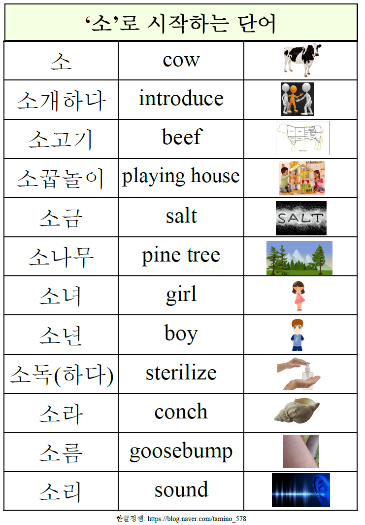 [한글 기초 사전] '소'로 시작하는 단어 모음 (Words collection of starting with '소 ...