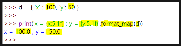 파이썬 str.format_map() - 문자열의 출력 형식을 사전형 데이터(dictionary data)로 지정하는 포맷팅 ...