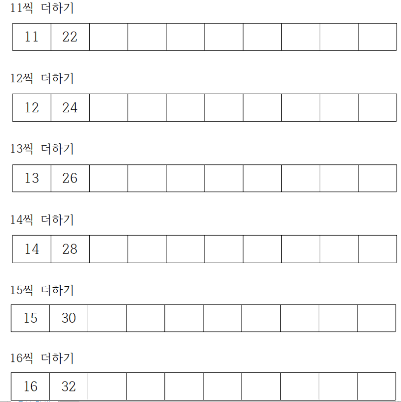 곱셈 구구 동수누가 연습초2 구구단 같은수를 더하기 네이버 블로그