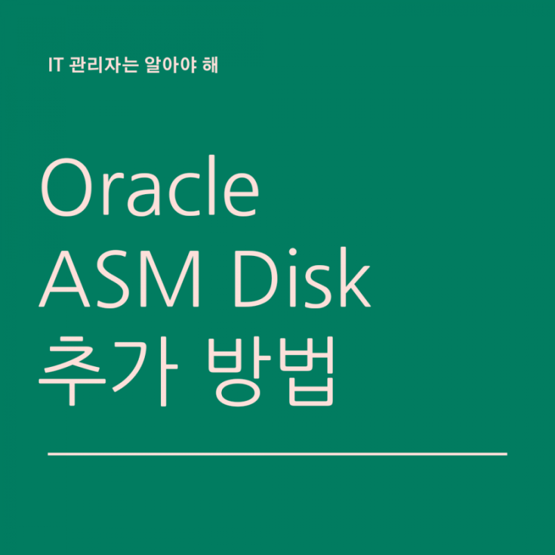 Oracle ASM disk 추가 방법 : 네이버 블로그