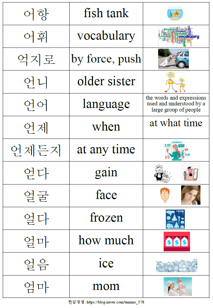 한글 기초 사전 어로 시작하는 단어 모음 Words Collection Of Starting With 어