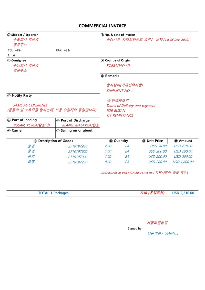 수출선적서류shipping Doc 몽땅 정리cipl인보이스invoice 패킹리스트packing List