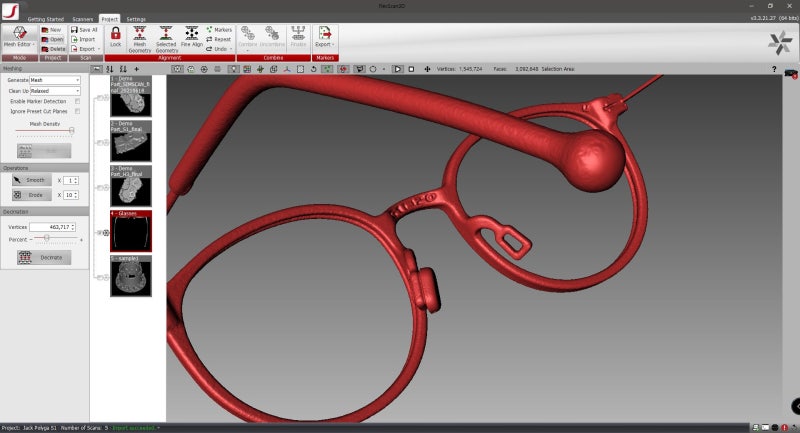 'Polyga Compact S1' 3D스캐너 - 안경테 3D스캐닝 사례 - 세컨트러스트 Polyga(폴리가) 광학식 3D스캐너 ...