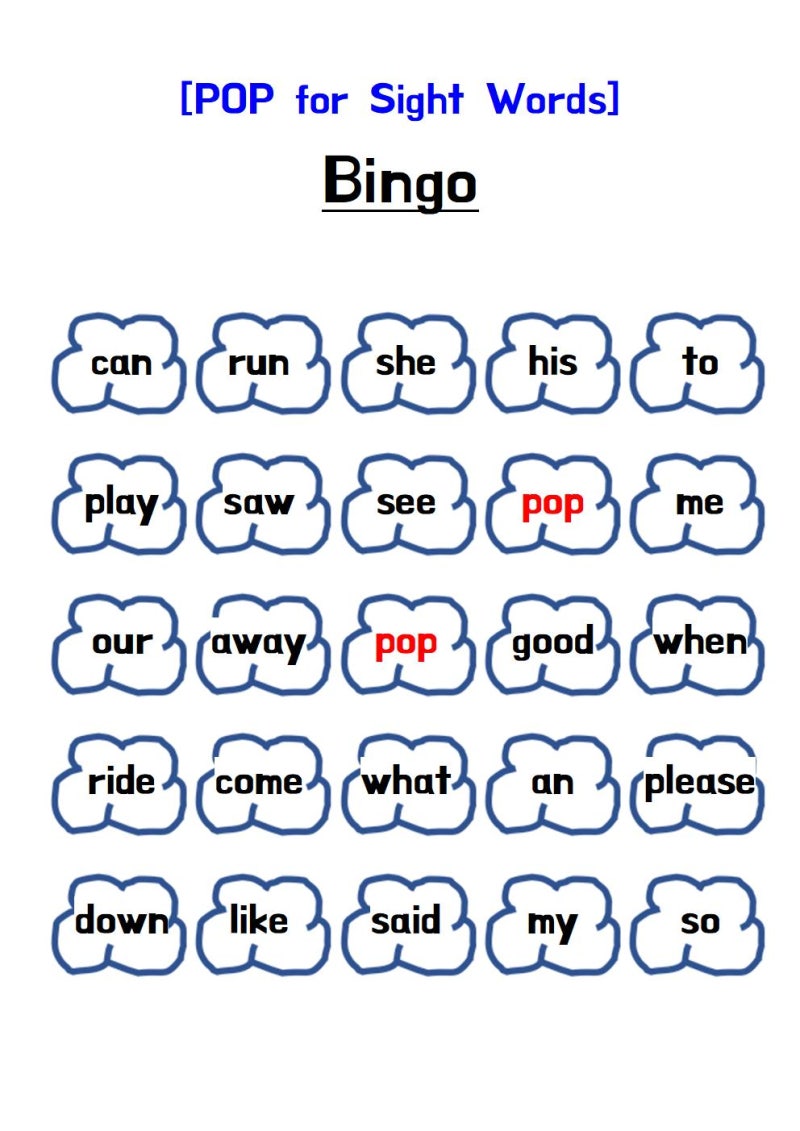 POP for Sight Words Game 팝콘게임-사이트워드1 : 네이버 블로그