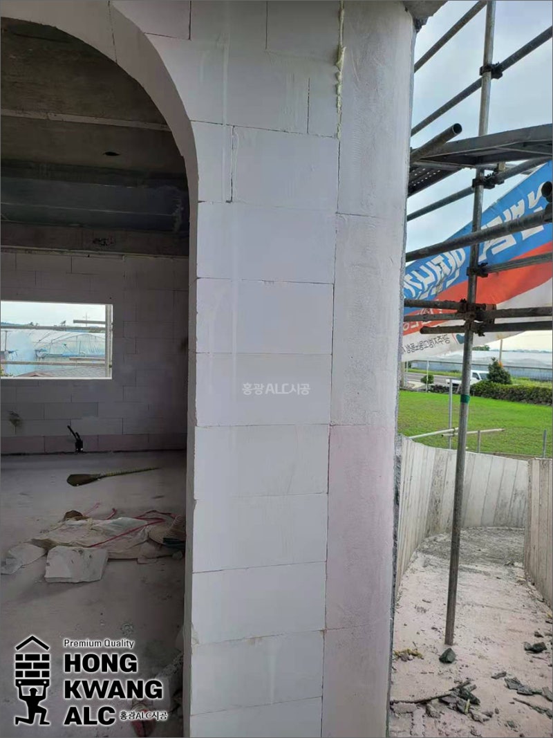 제주도 애월읍 ALC주택 시공 : 시공사 - 바운하우징 건축 / ALC시공 - 홍광alc / RC조에 alc 블록 벽체 조적 ...