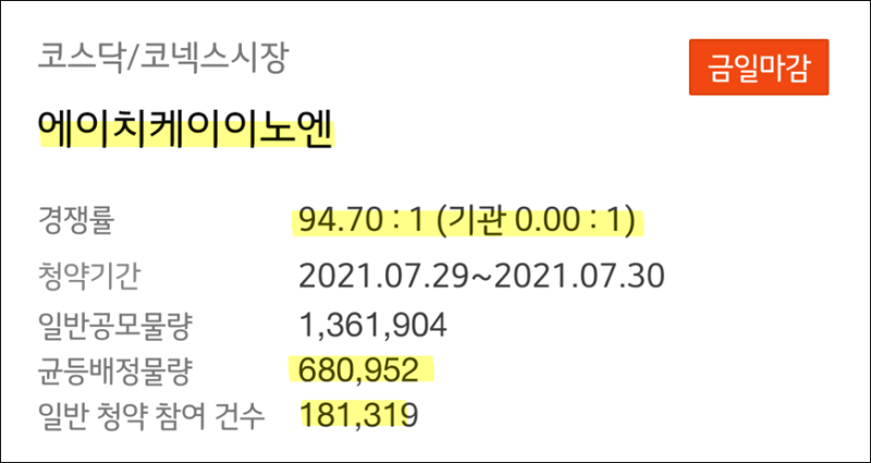 Hk이노엔 공모주 청약 에이치케이이노엔 증거금 배정수량 경쟁률 네이버 블로그