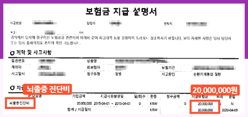 만성열공성뇌경색[I63] 뇌졸중 진단비 실제 보상 사례 : 네이버 블로그