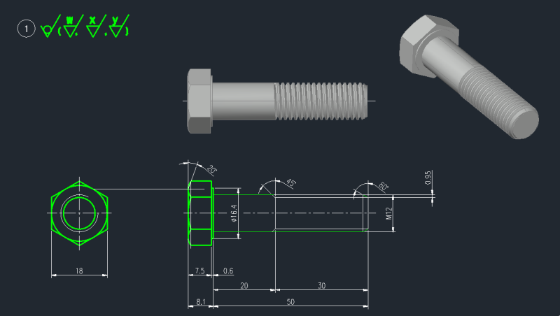 AUTOCAD M10 HEX BOLT 2D 및 3D 작업하는 방법 : 네이버 블로그