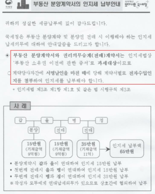 분양권 매매걔약 인지세 정부수입인지 납부방법 네이버 블로그