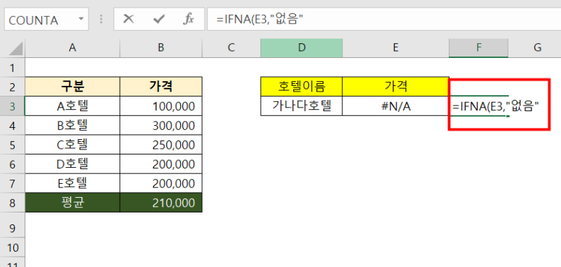 엑셀 Ifna 함수 Vlookup Na 오류 발생 시 수정하기 예제 지정된 값으로 변경 Na 에러 뜻 네이버 블로그