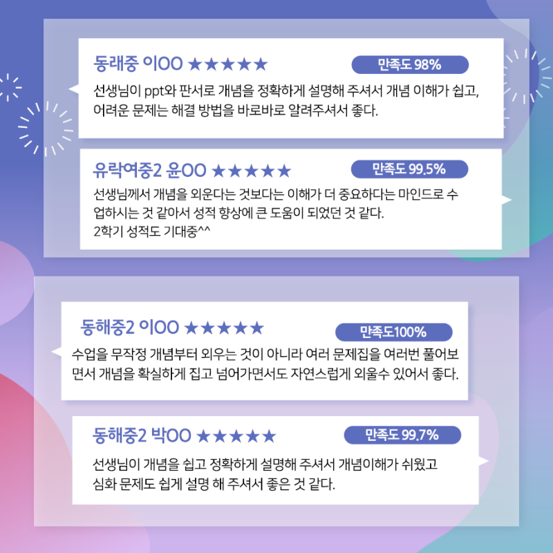 명륜동수학학원 다비드수학 학원 1주년 기념 재학생 수강후기 네이버 블로그